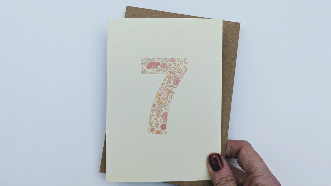 7th Birthday Card for Daughter, Girl's Birthday Card, Liberty Print ...