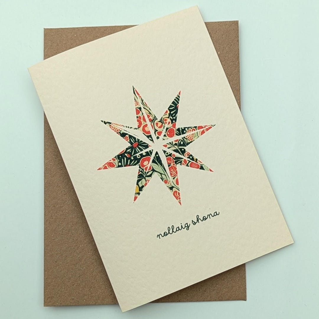 Irish Language Star Christmas Card, Nollaig Shona, Irish Christmas ...