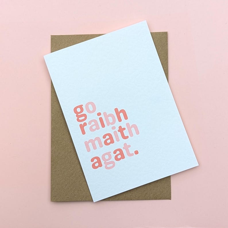 Irish Language Thank You Card, Thank You Card for Friend, Irish Card ...