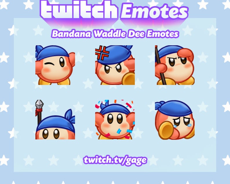 Bandana Waddle Dee Kirby Twitch Discord Emotes | Set of 6 Bundle - Etsy