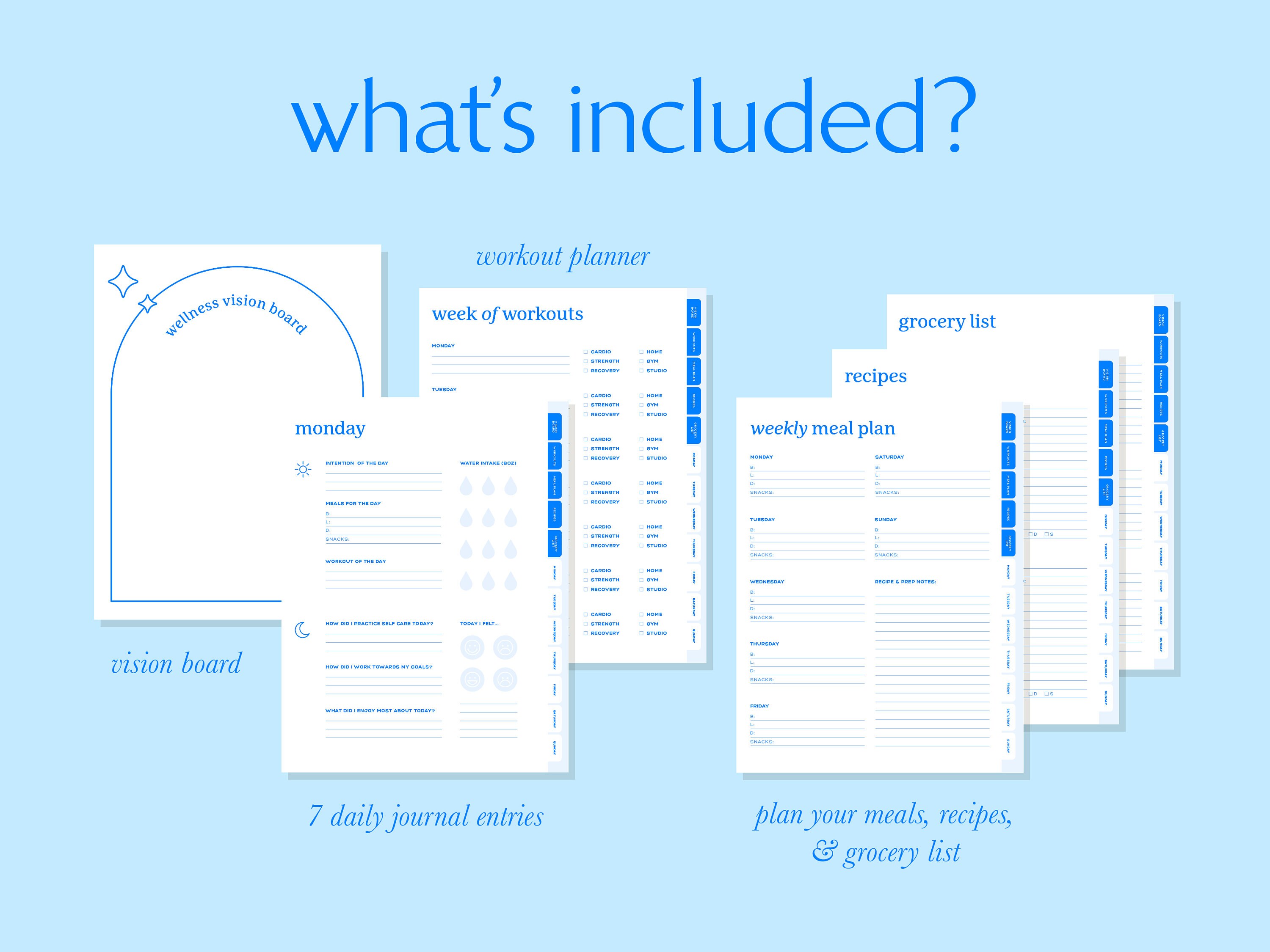 Digital Wellness Planner * Blue Version* | That Girl 7 Day Journal ...