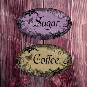 Floral Vintage Labels, Printable Kitchen Ephemera, Gothic Labels ...