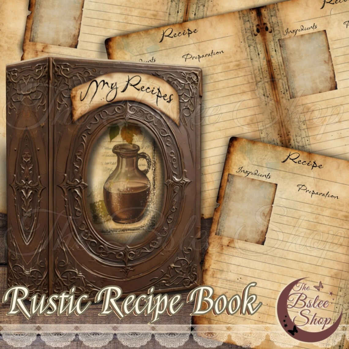 Rustic Witch Potion Recipe Book, Printable Medieval Cookbook (digital ...