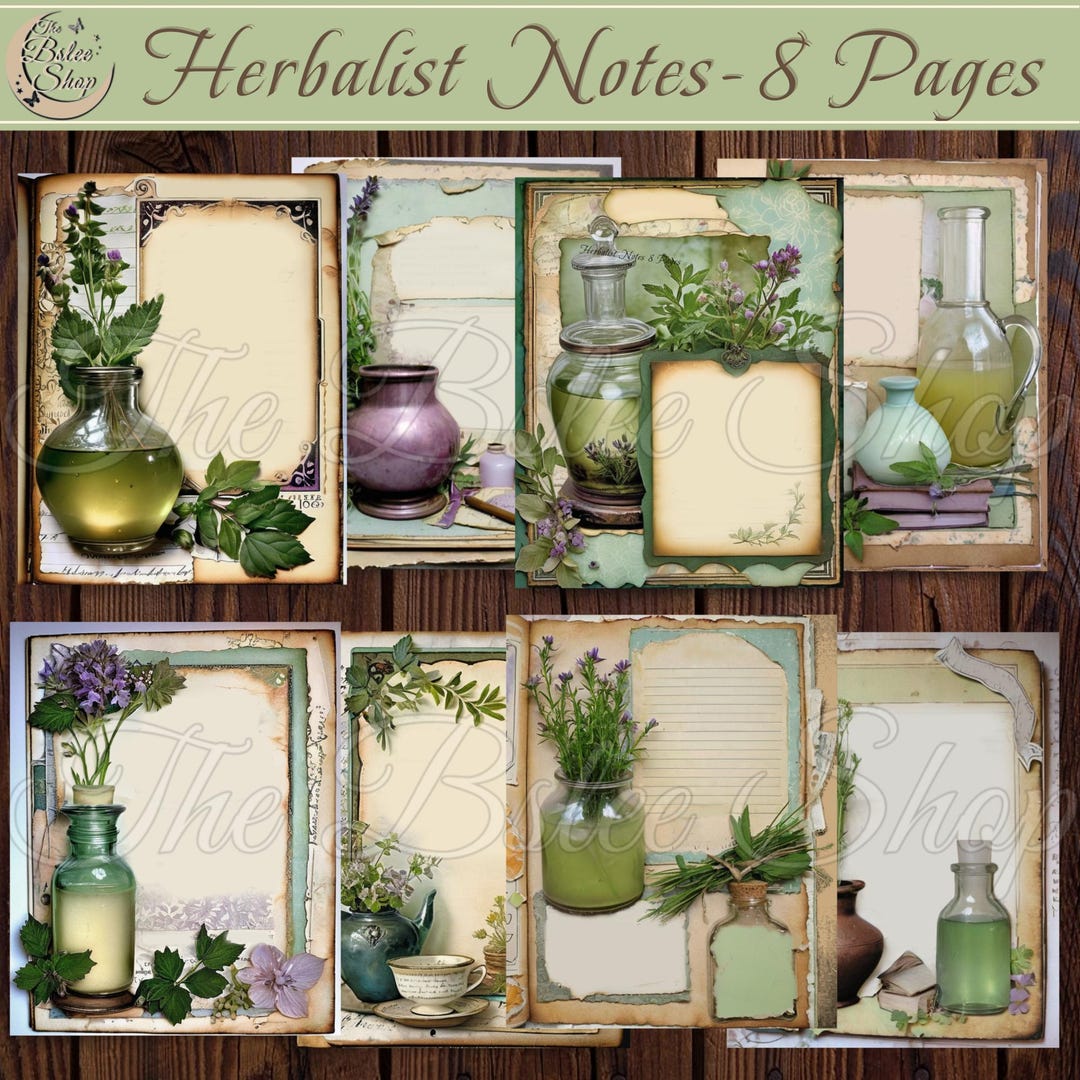 Vintage Recipe Note Pages, Herbalist Notes, Apothecary Journal, Herbal ...