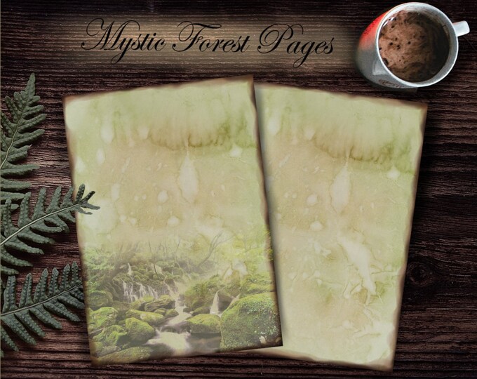 Printable Mystic Forest Paper, Shabby Forest Ephemera Scrapbooking ...