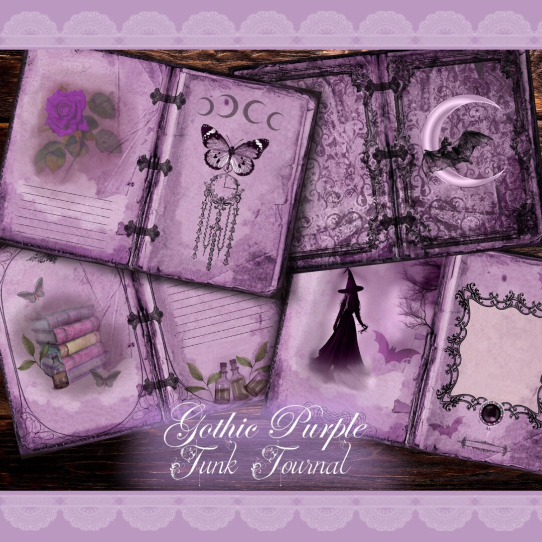 Gothic Purple Junk Journal, Printable Goth Scrapbooking, Writing Goth ...
