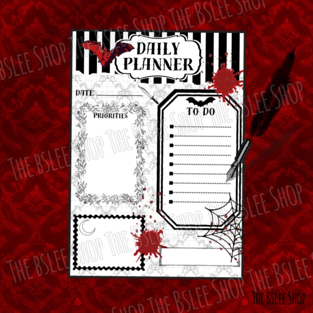 Printable Vampire Planner, Daily Spooky Planner, Halloween Planner ...