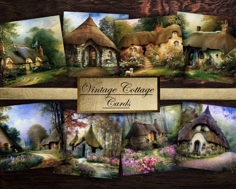 Vintage Cottage Scrapbooking Cards, Vintage Ephemera Tags, Fairy House ...