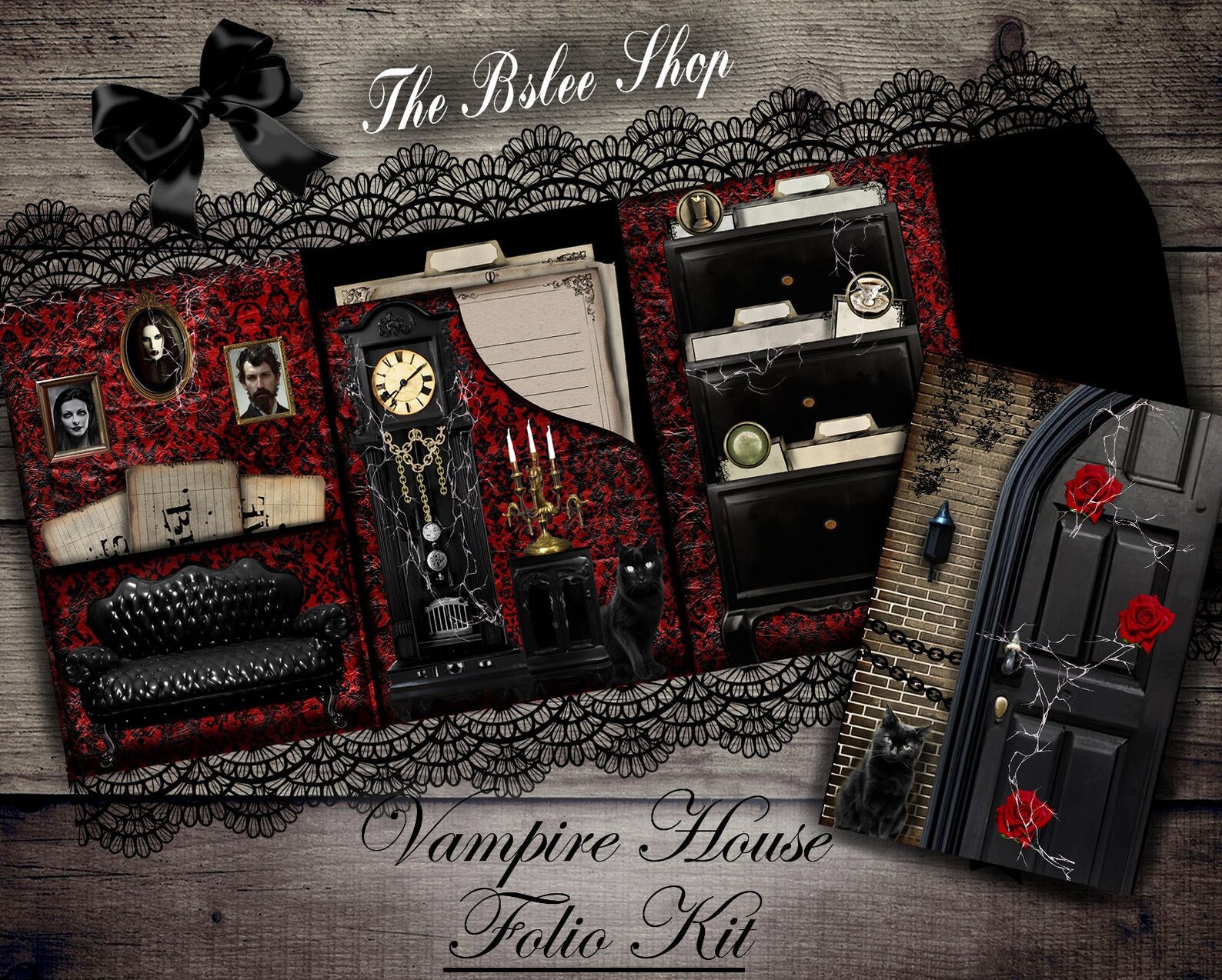 Exclusive Bslee Gothic Red Vampire Folio, Unique Goth Dollhouse Folio ...