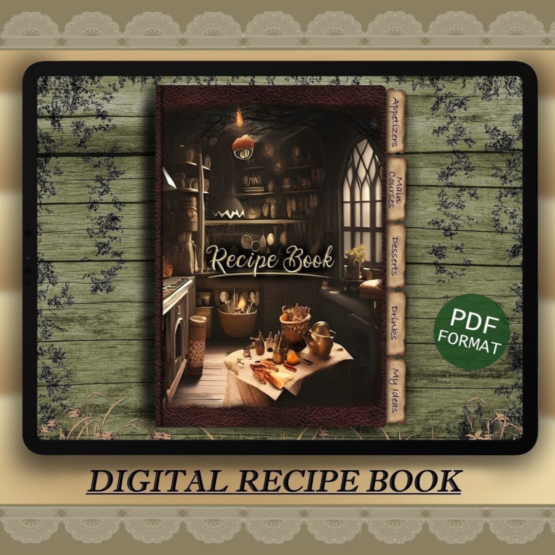 Digital Witchy Recipe Book, Rustic Cookbook, Digital Journal, PDF ...
