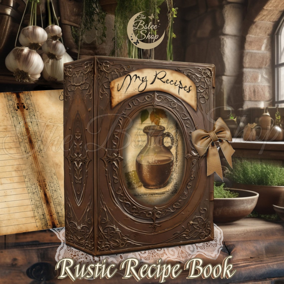 Rustic Witch Potion Recipe Book, Printable Medieval Cookbook (digital ...