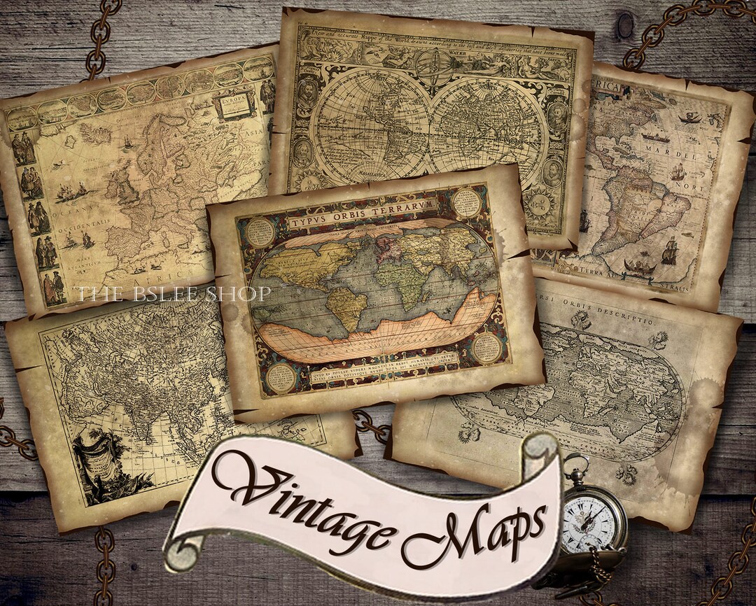 Vintage Maps Junk Journal, Old Maps Paper, Pirate Junk Journal ...