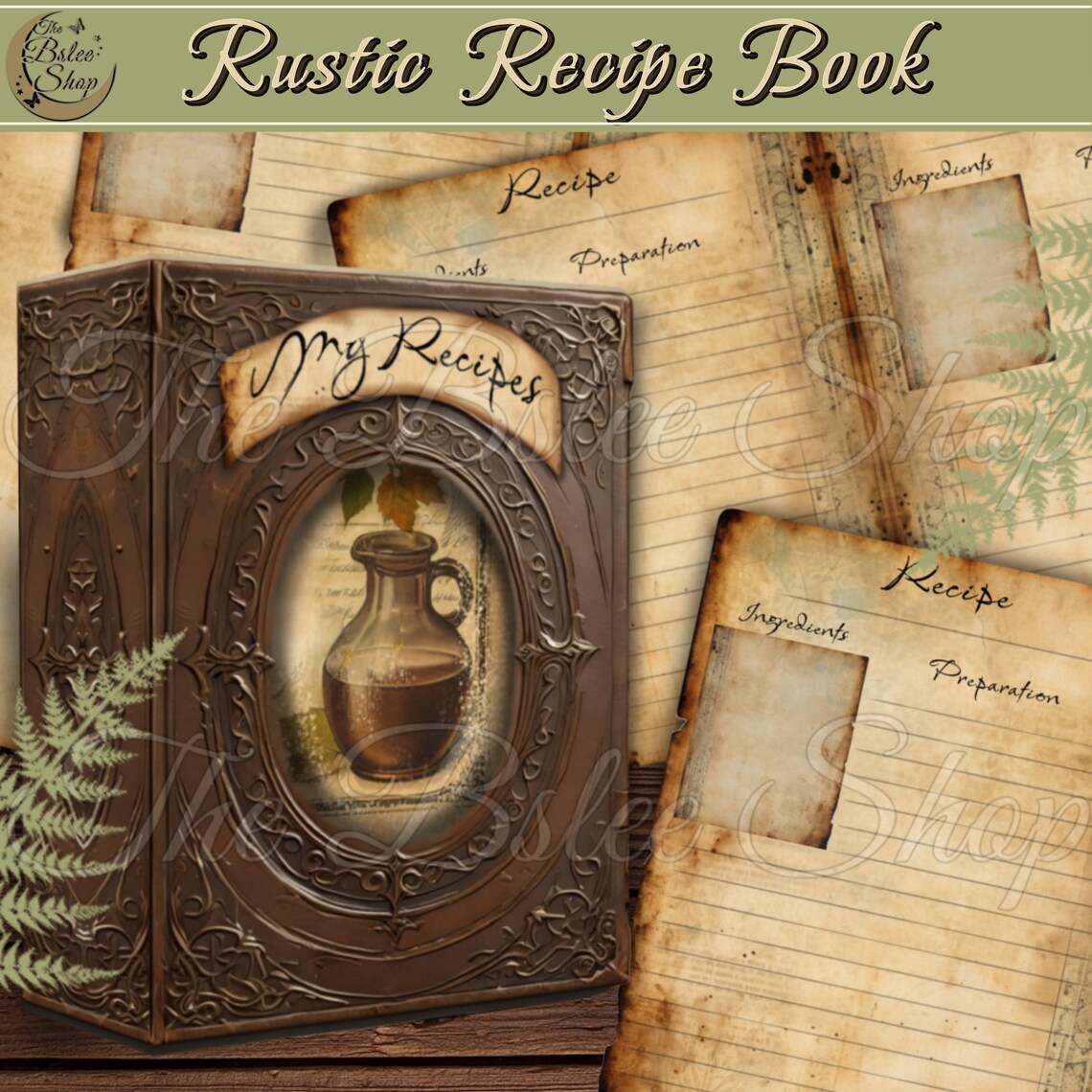 Rustic Witch Potion Recipe Book, Printable Medieval Cookbook (digital ...