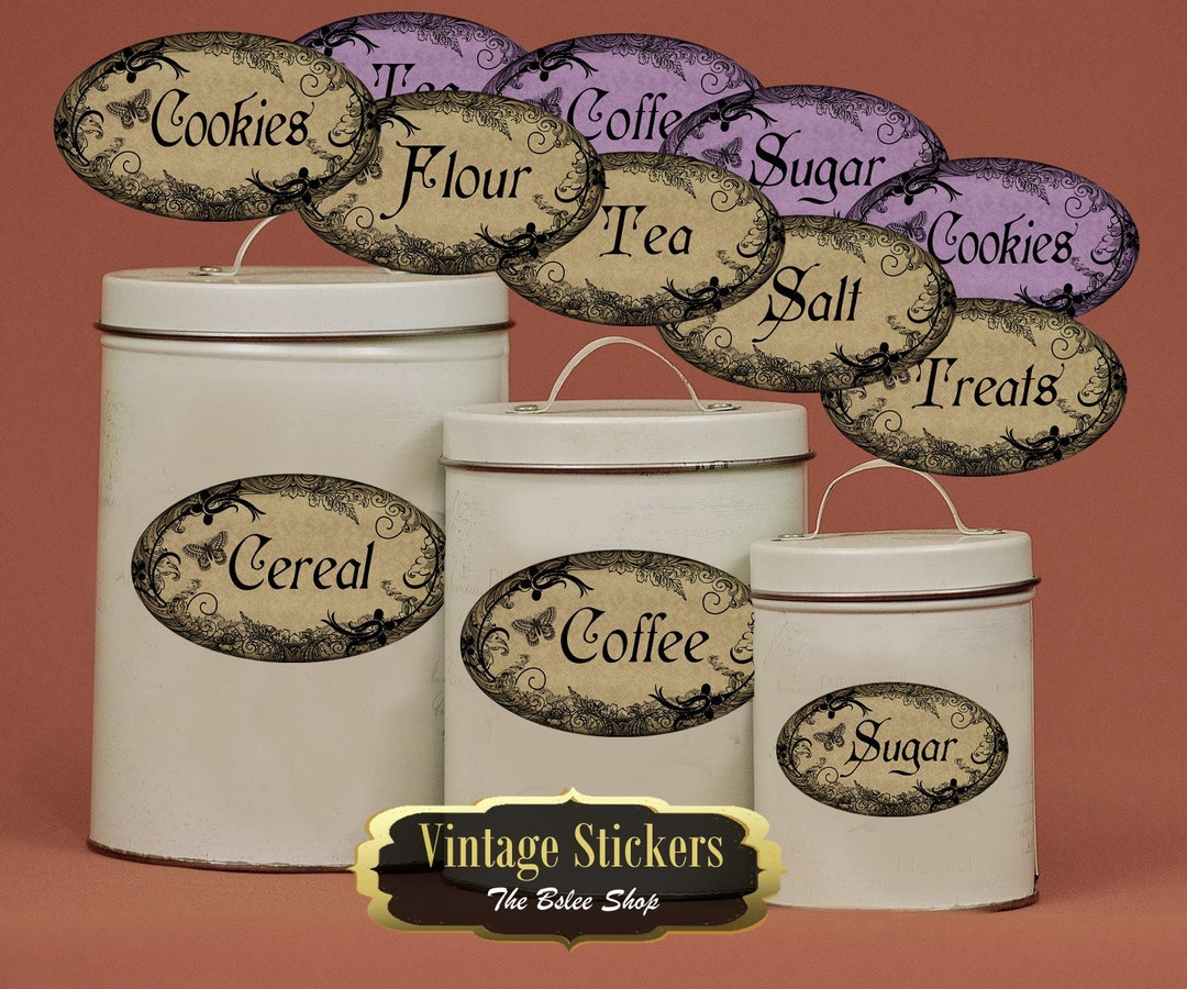 Floral Vintage Labels, Printable Kitchen Ephemera, Gothic Labels ...