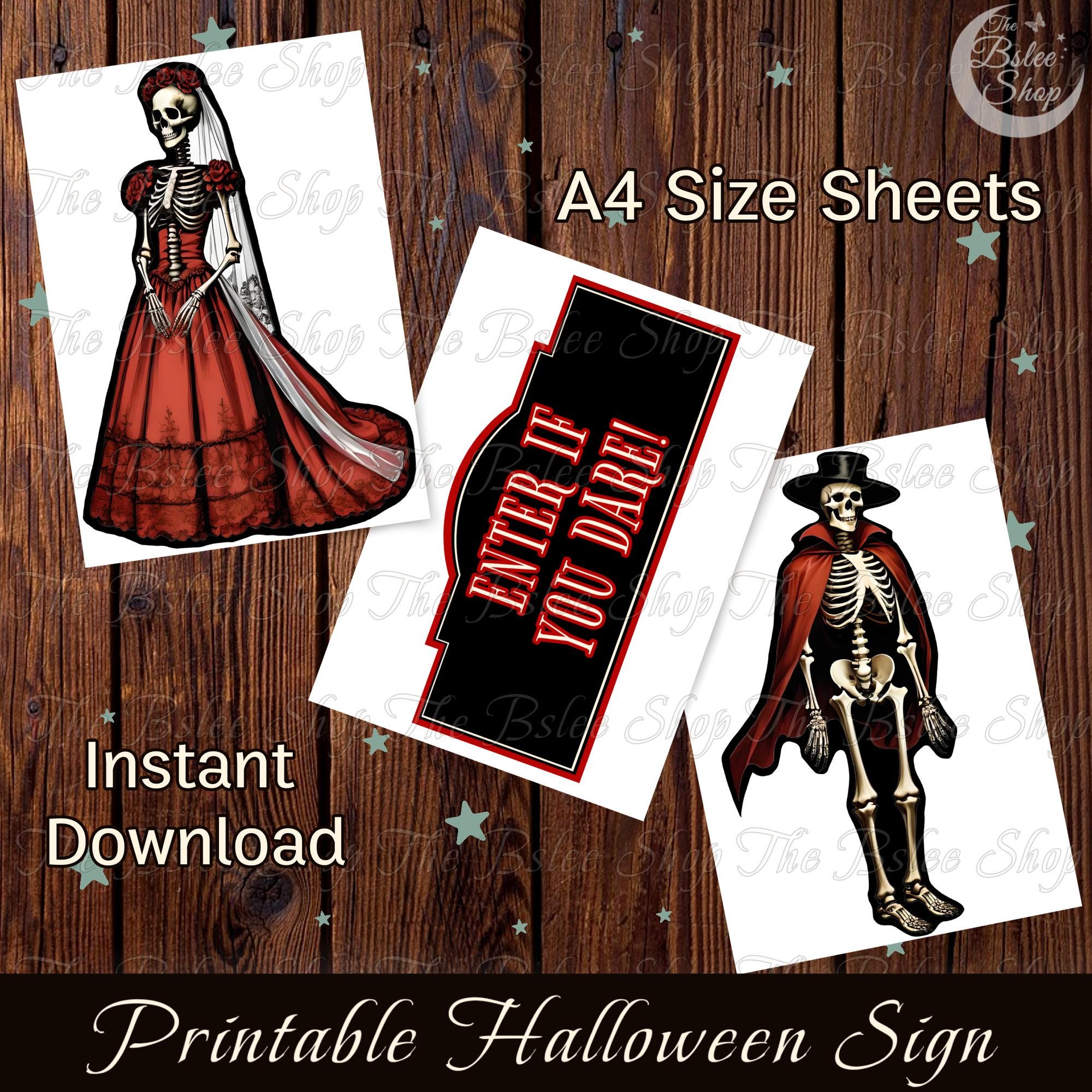 Halloween Door Sign, Skeleton Party Sign, Spooky Decor, DIY Sign, Skull ...