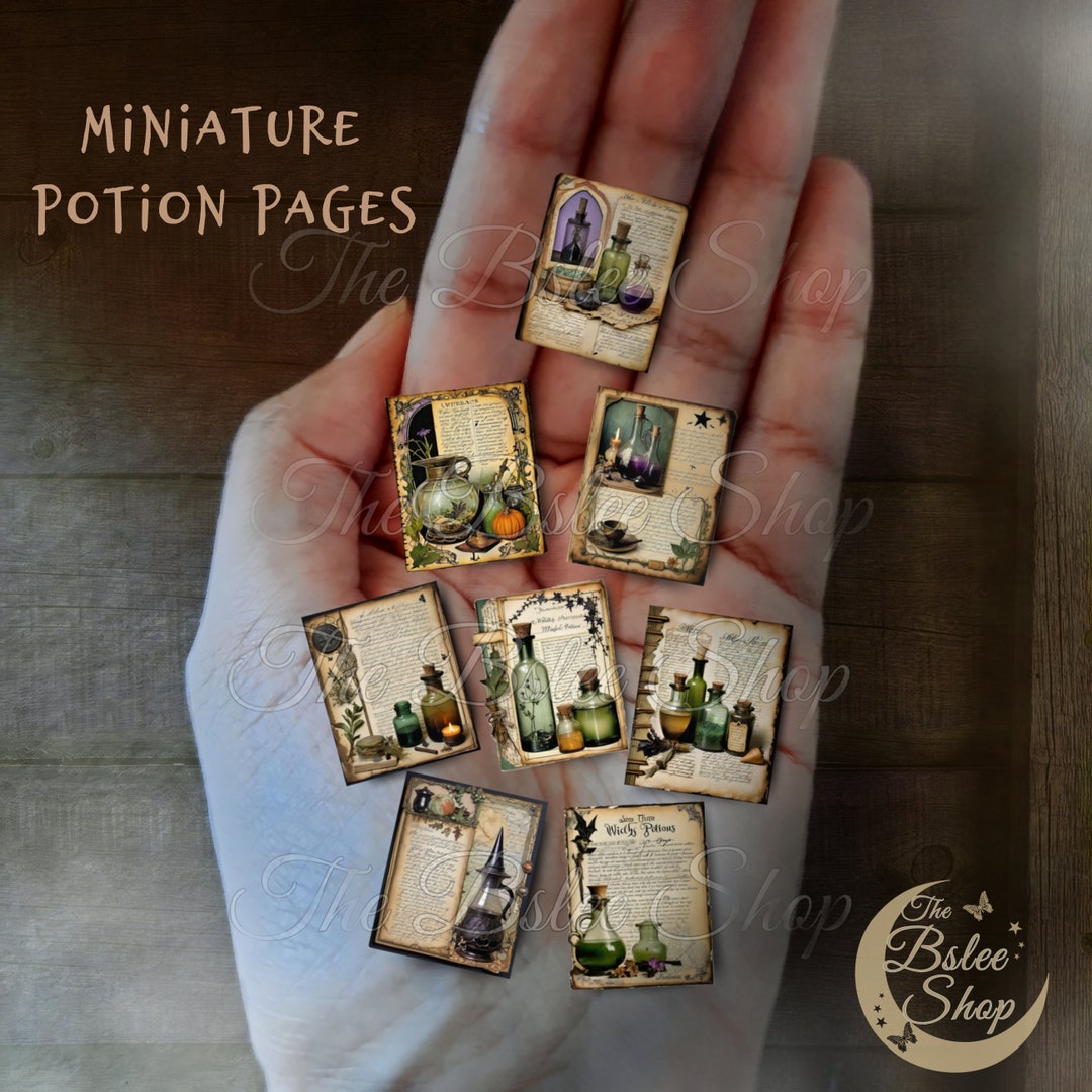 Mini Witchy Potion Book Pages Printable – Gothic Miniature Book for ...