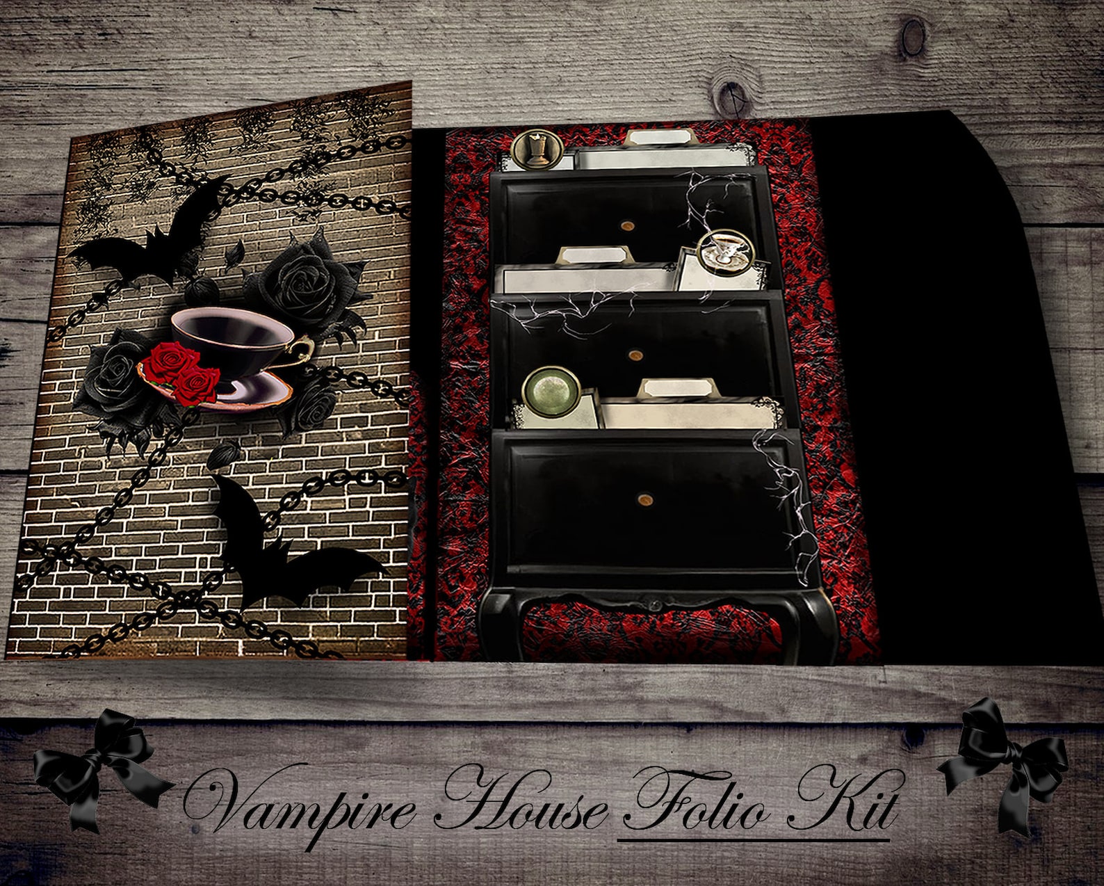 Exclusive Bslee Gothic Red Vampire Folio, Unique Goth Dollhouse Folio ...