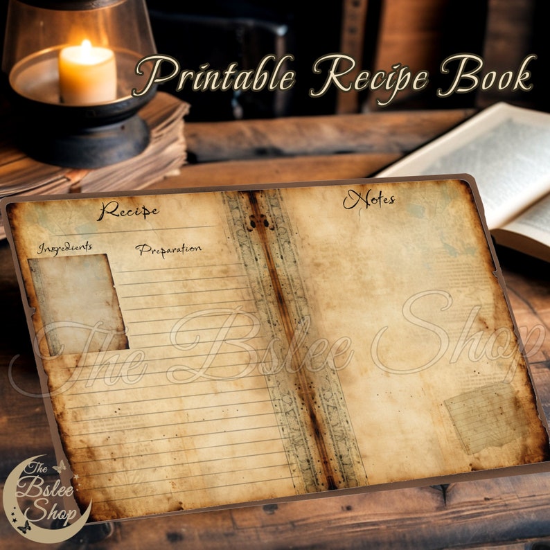 Rustic Witch Potion Recipe Book, Printable Medieval Cookbook (digital ...