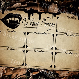 Printable Vampire Fangs Planner, Gothic Weekly Planner, Halloween ...