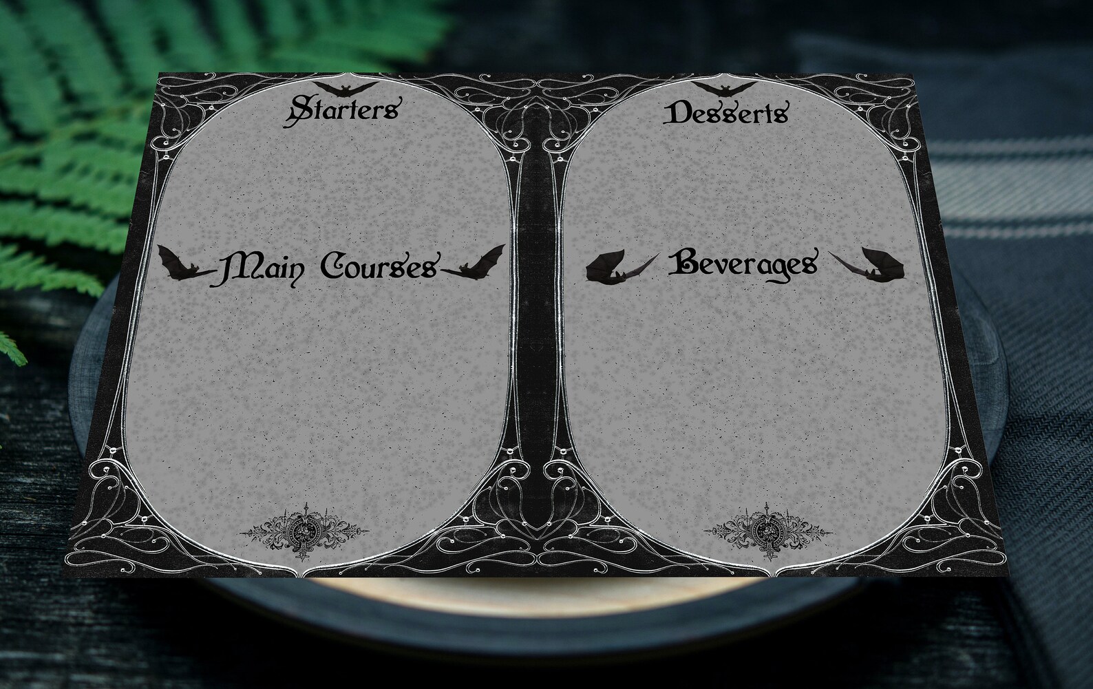 Printable Gothic Menu, Halloween Writing Menu, Vampire Menu, Gothic ...