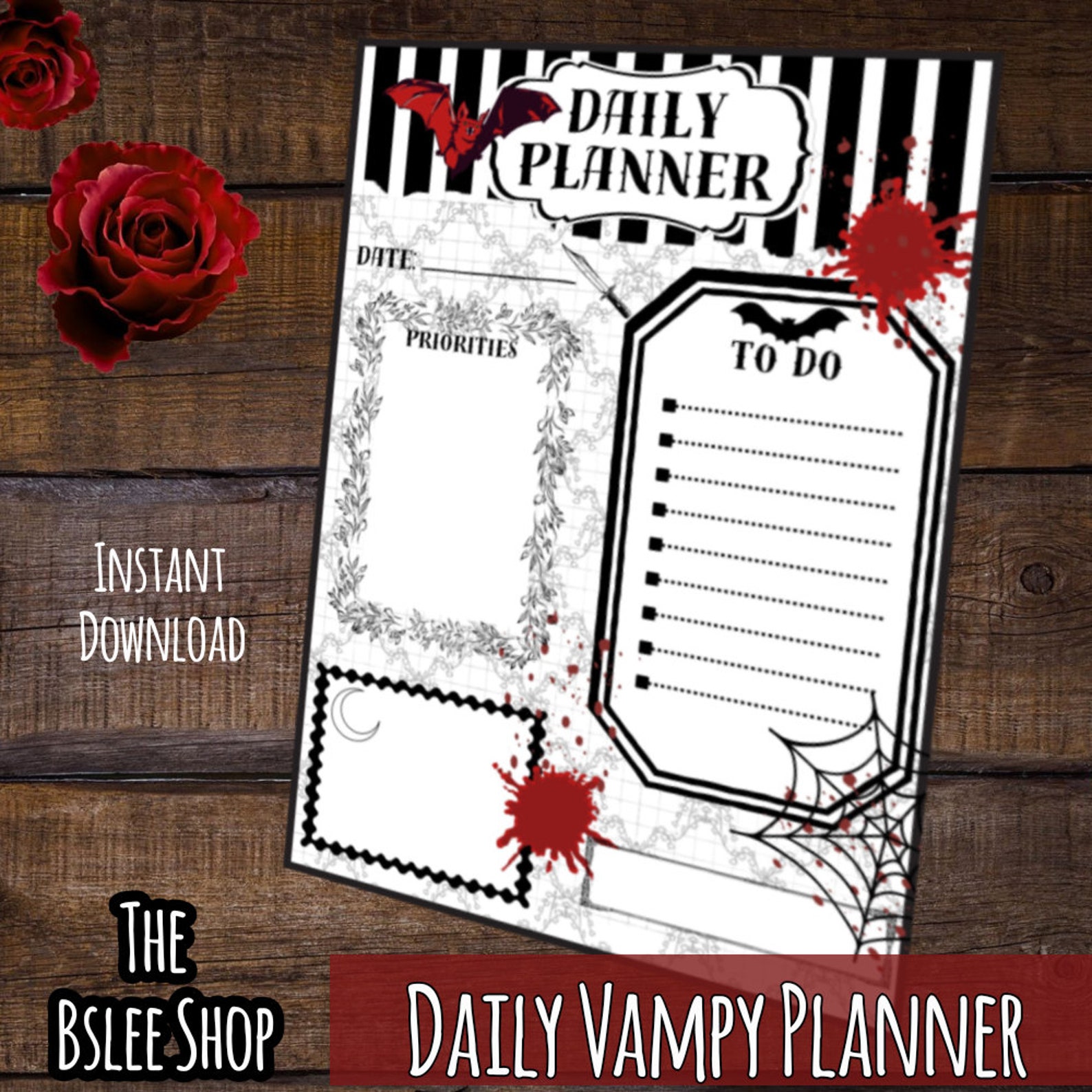 Printable Vampire Planner, Daily Spooky Planner, Halloween Planner ...
