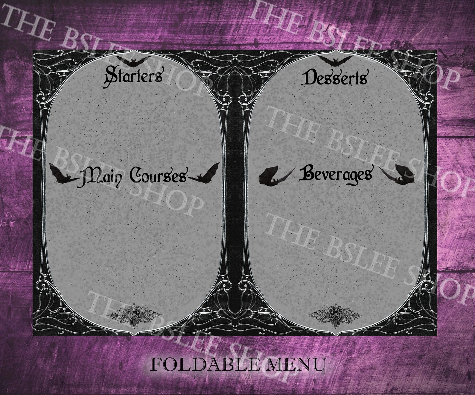 Printable Gothic Menu, Halloween Writing Menu, Vampire Menu, Gothic ...