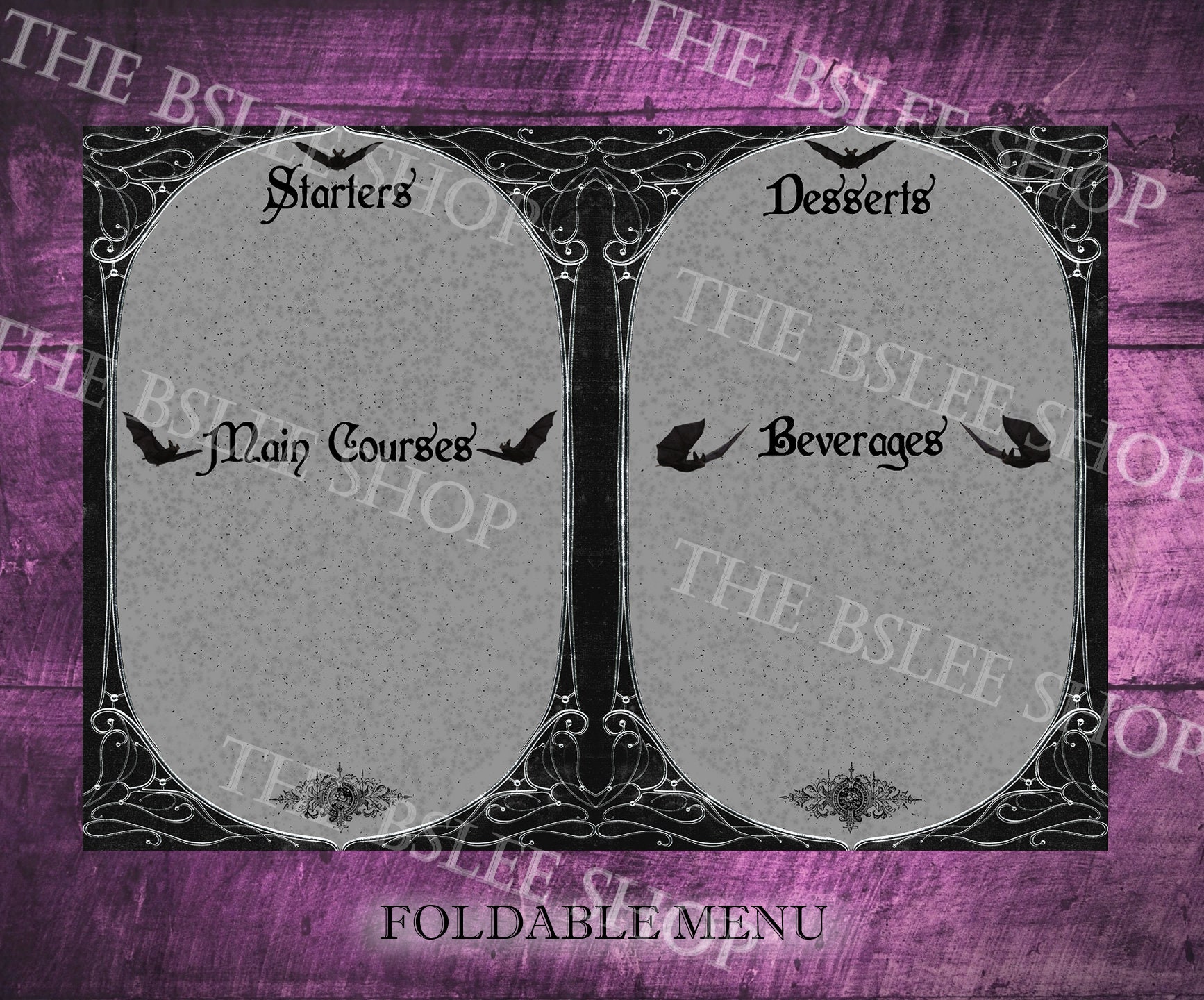 Printable Gothic Menu Halloween Writing Menu Vampire Menu - Etsy