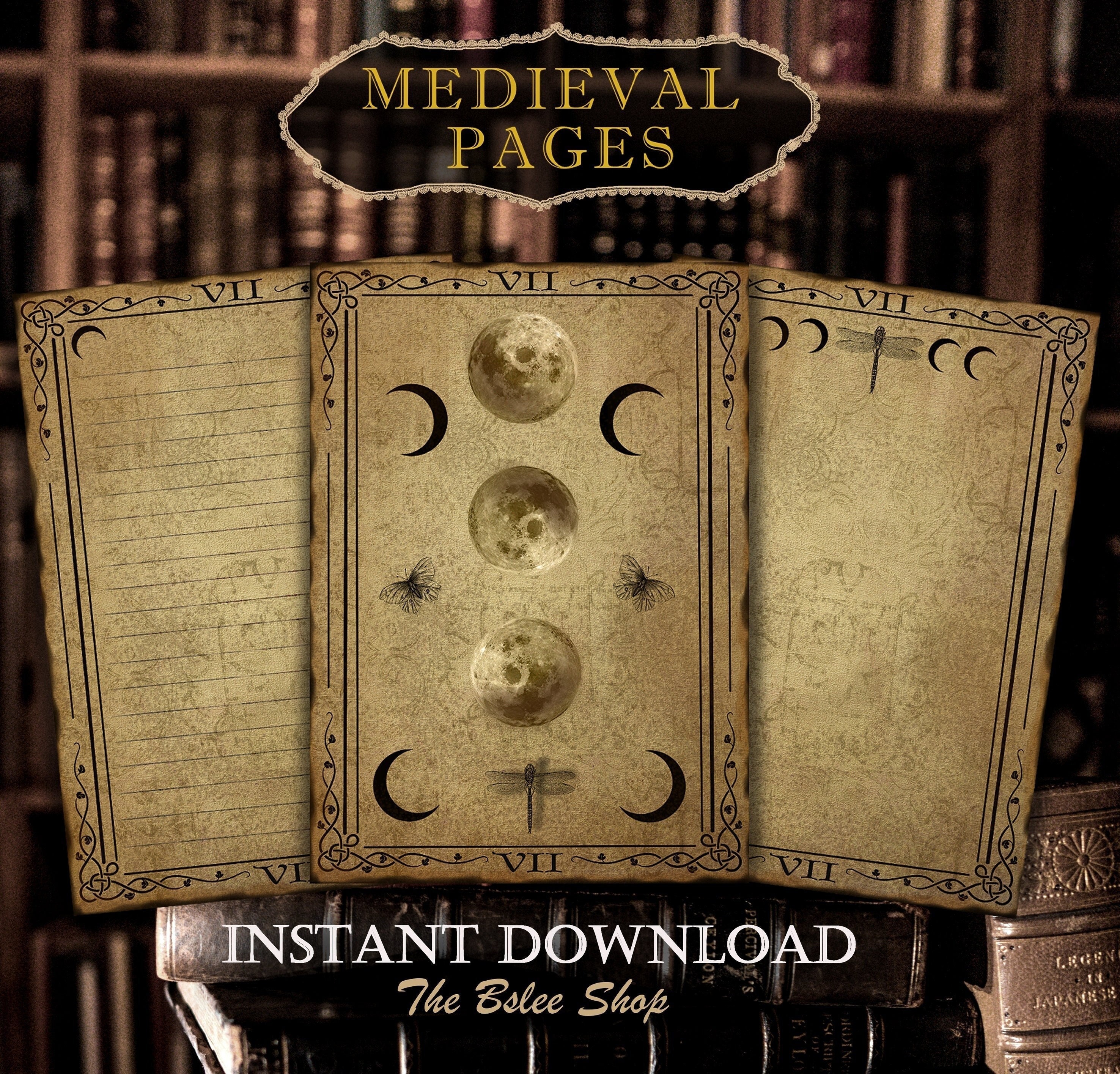 Printable Medieval Pages Antique Paper Celtic Mythology - Etsy