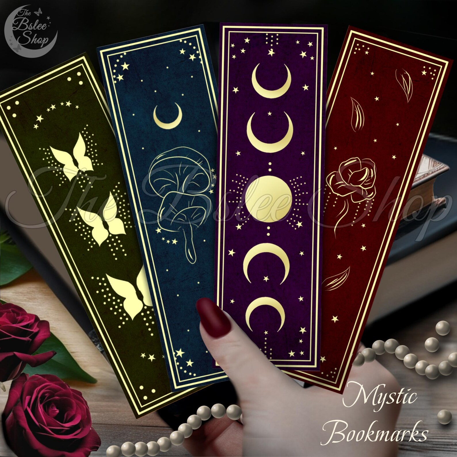 Mystical Bookmarks, Witchy Art, Floral, Moon, Mushroom Designs ...