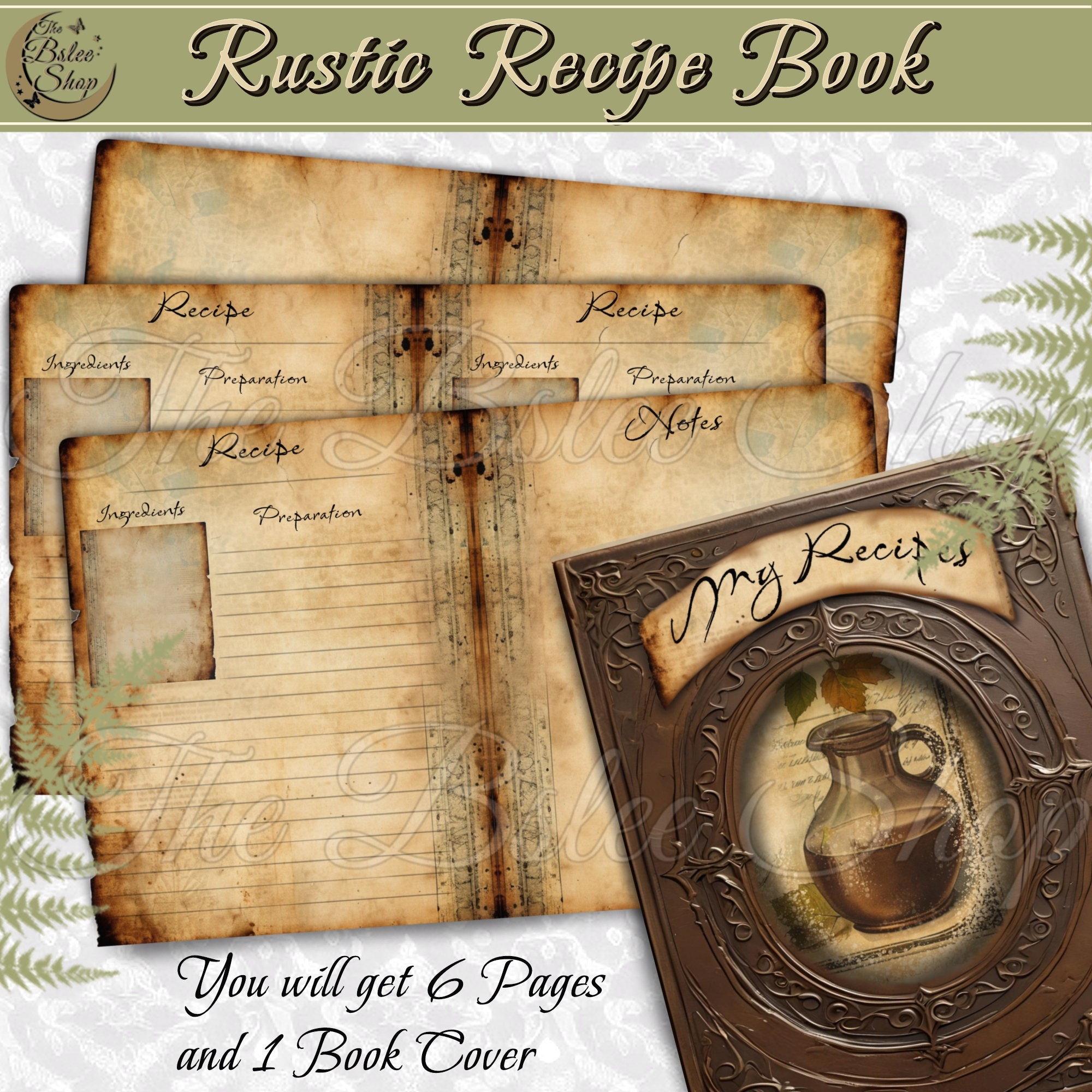 Rustic Witch Potion Recipe Book, Printable Medieval Cookbook (digital ...