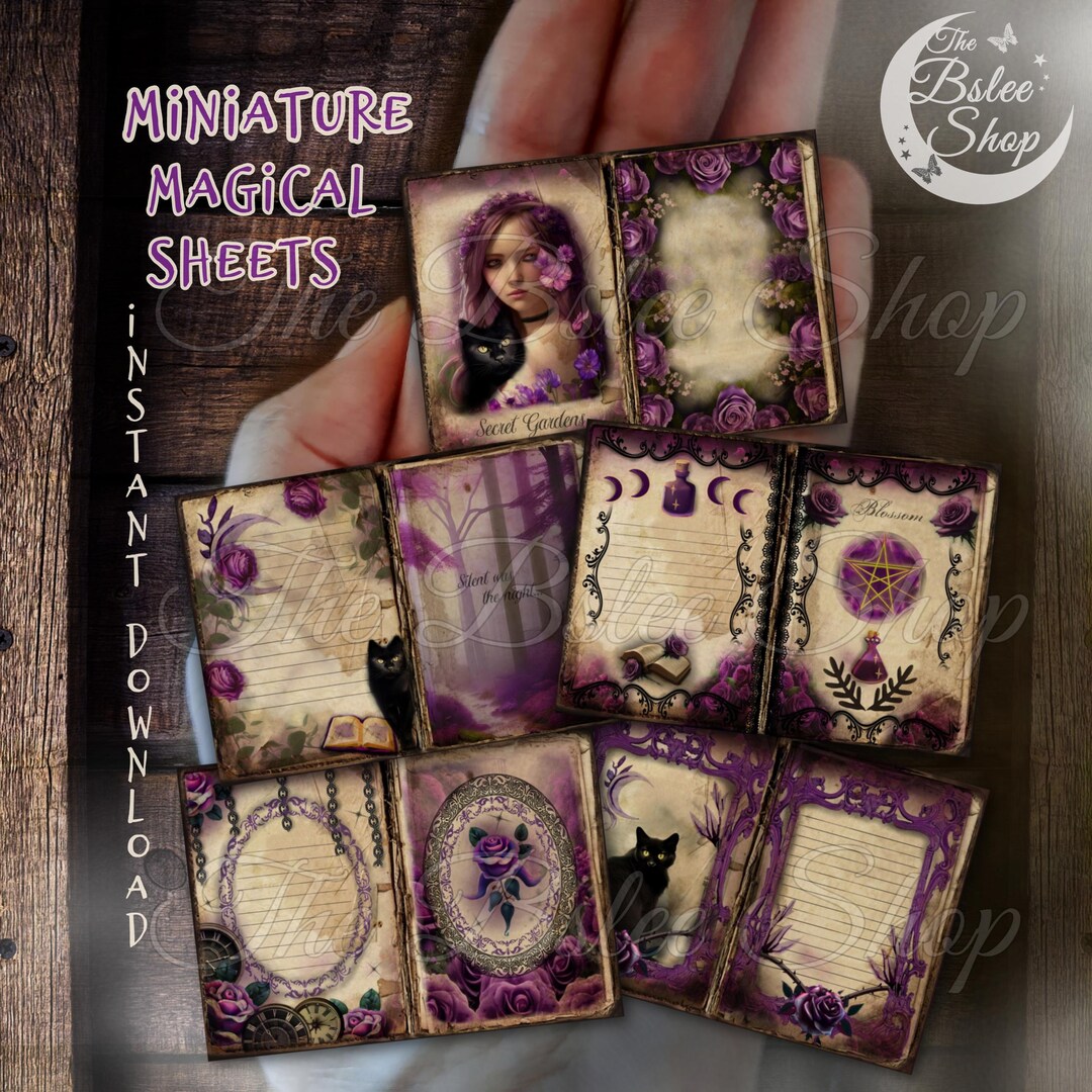 Miniature Purple Magical Sheets, Witchy Dollhouse Decor, Fairy Diorama ...