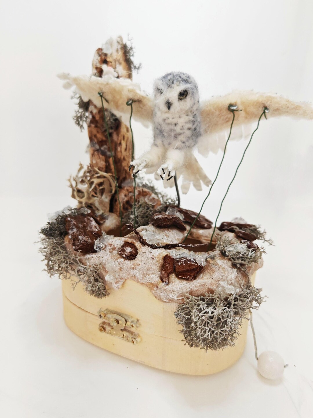 Needle Felted Snow Owl Automata, Mechanical Automaton, Kinetic ...