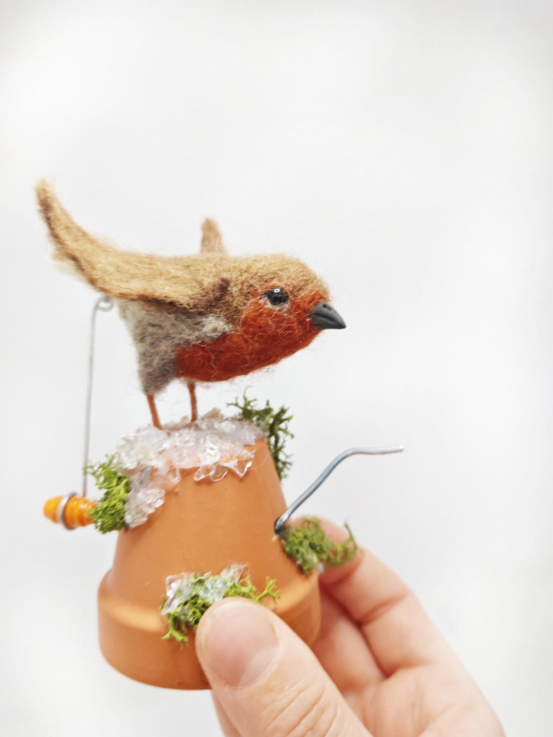 Needle Felted Robin Automata, Mechanical Automaton, Kinetic Sculpture ...