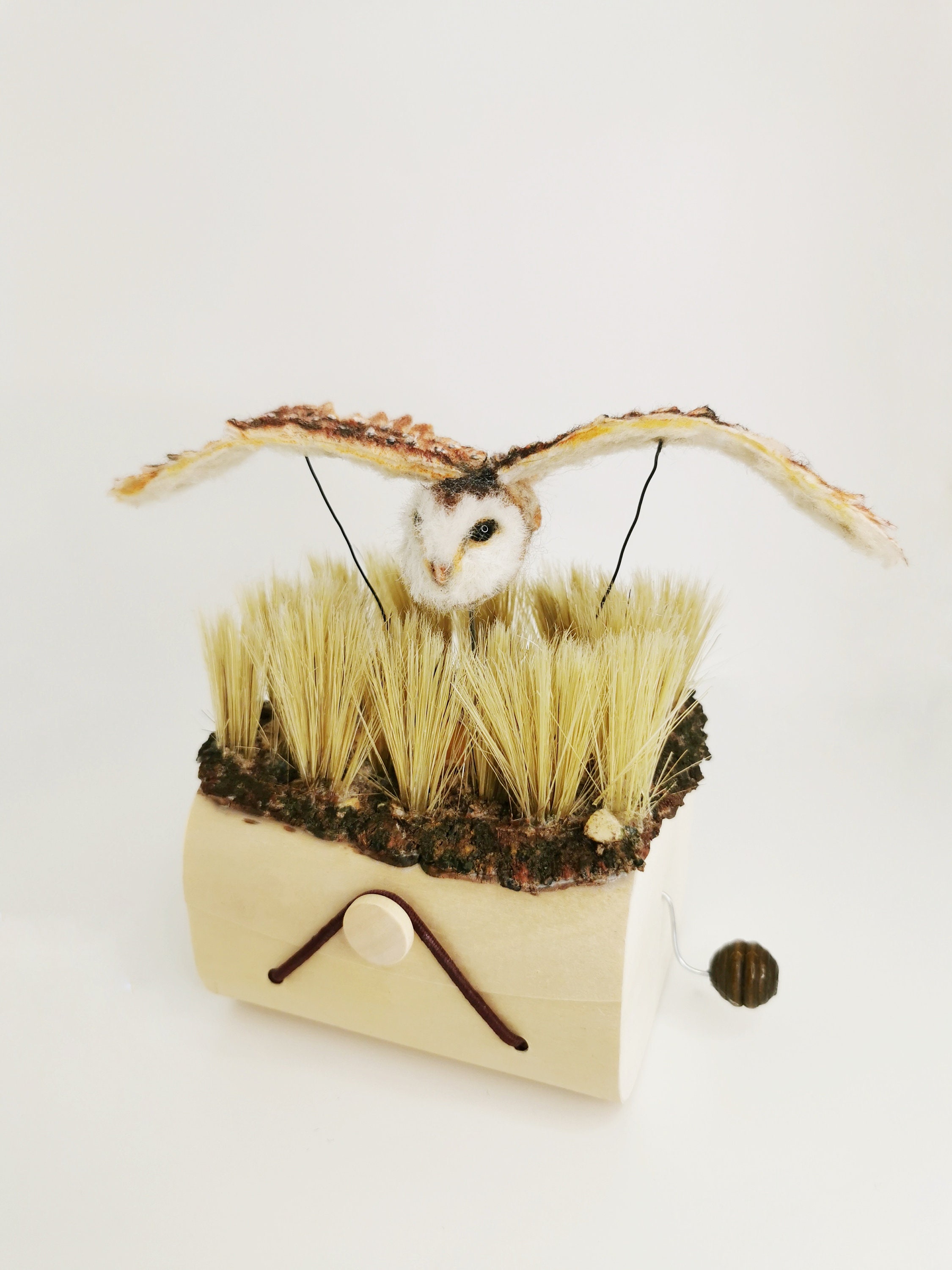 Needle Felted Barn Owl Automata, Mechanical Automaton, Kinetic ...