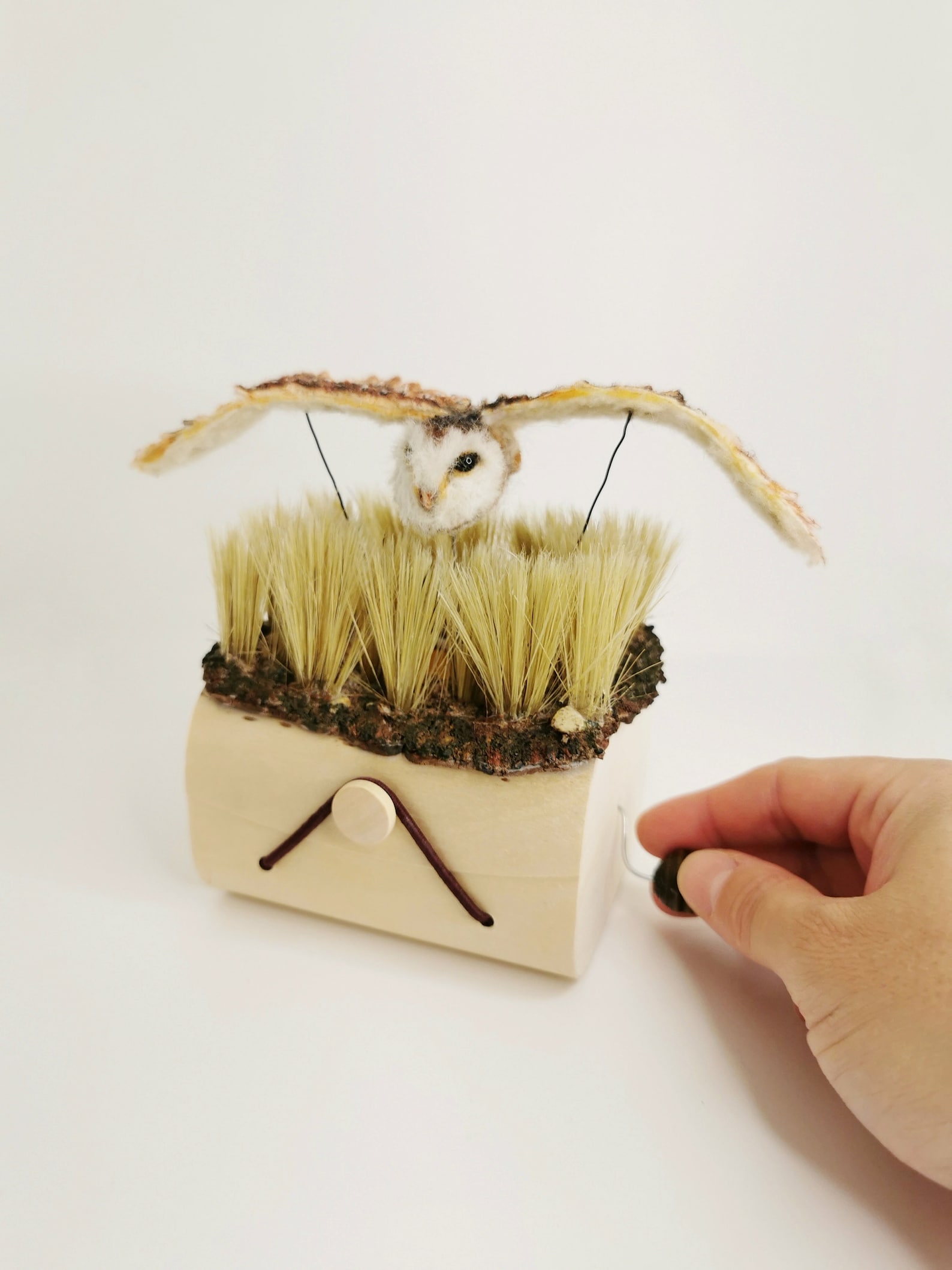 Needle Felted Barn Owl Automata, Mechanical Automaton, Kinetic ...
