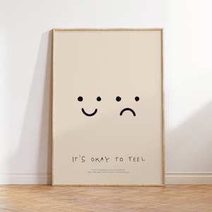 Printable Minimalist Happy Sad Face Wall Art L Poster Print Decor ...