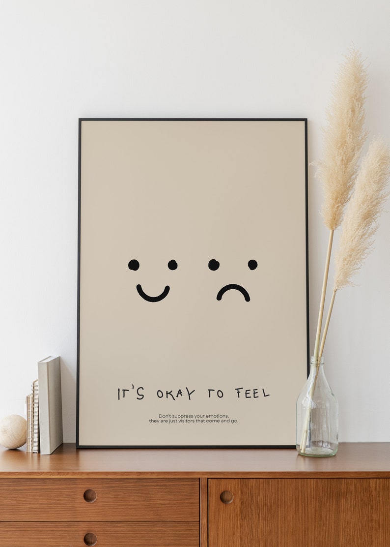 Printable Minimalist Happy Sad Face Wall Art L Poster Print Decor ...