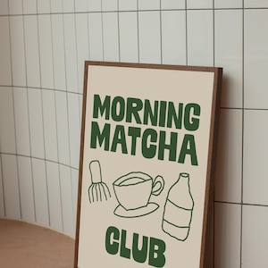 Morning Matcha Club Poster - Digital Download | Matcha Aesthetic Wall ...