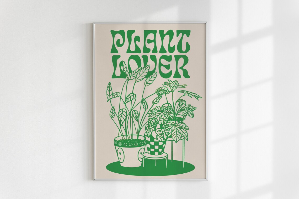 House Plant Lover Wall Art | Botanical Trendy Aesthetic Retro Design ...