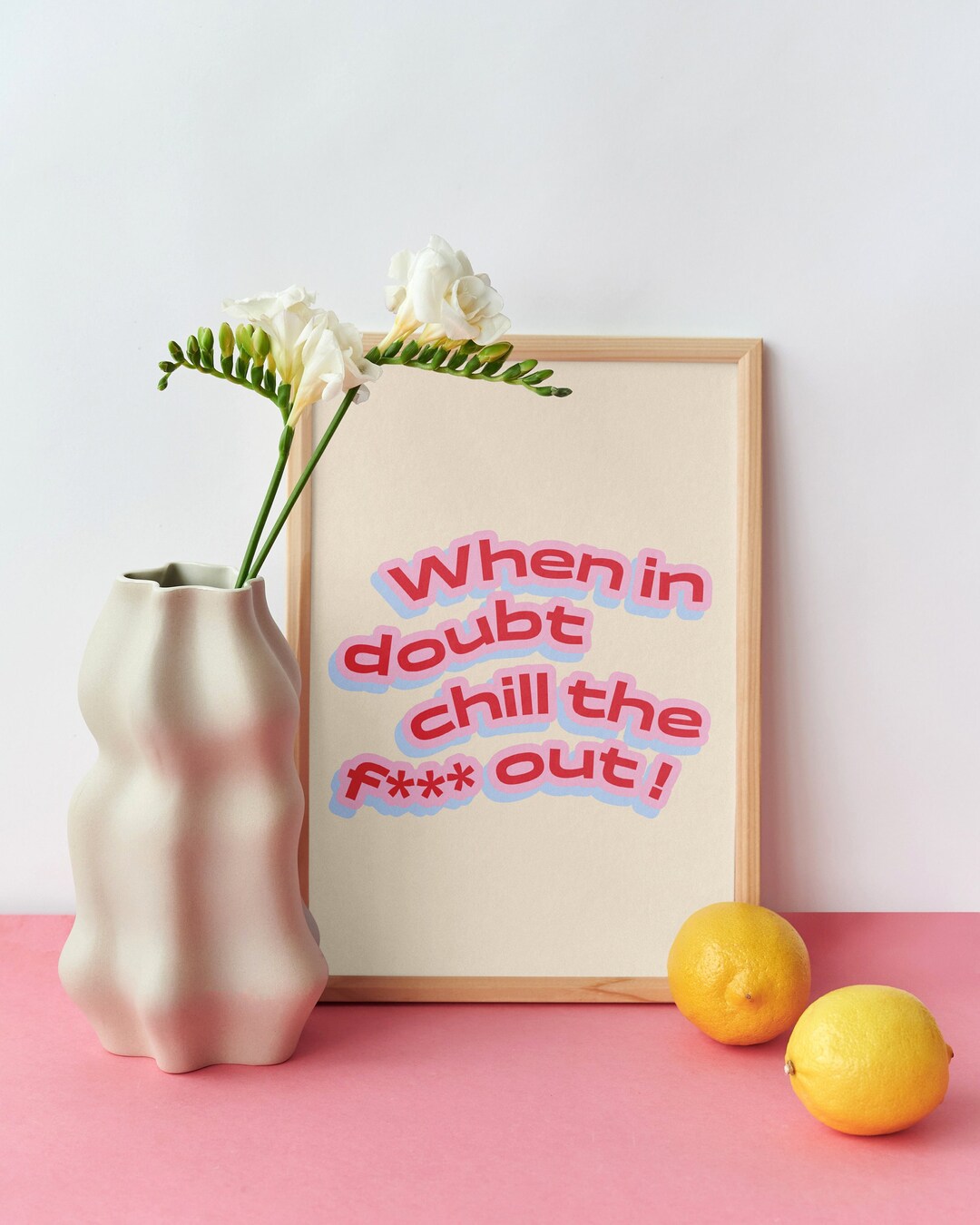 Funny Typography Print: Chill Out Quote, Pink & Red (digital Download ...