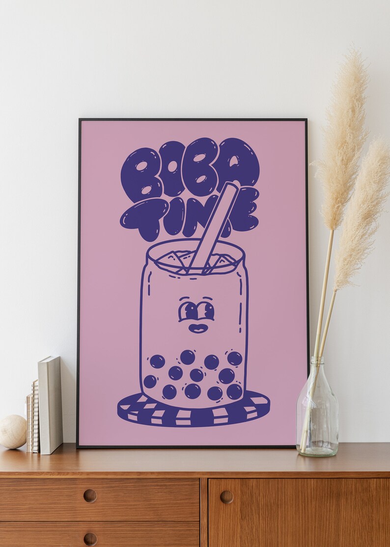 Boba Coffee Colorful Printable Wall Decor | Bubble Tea Drink Poster ...