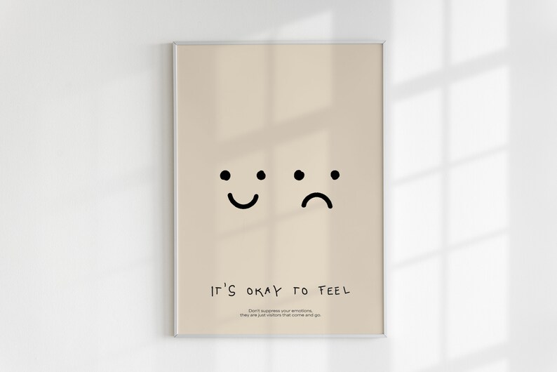 Printable Minimalist Happy Sad Face Wall Art L Poster Print Decor ...