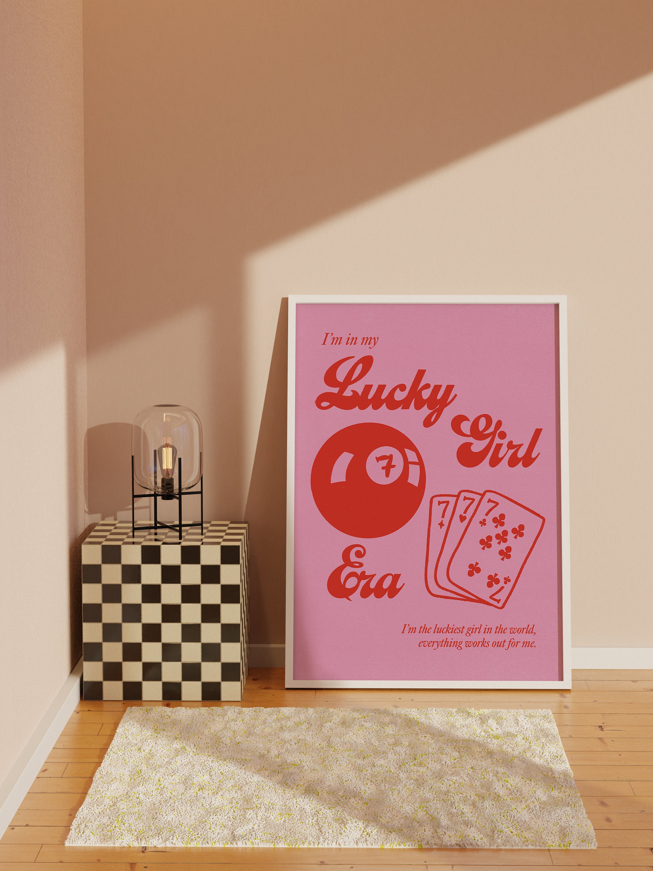 Inspiring Lucky Girl Era Digital Print | Mantra Angel Number Typography ...