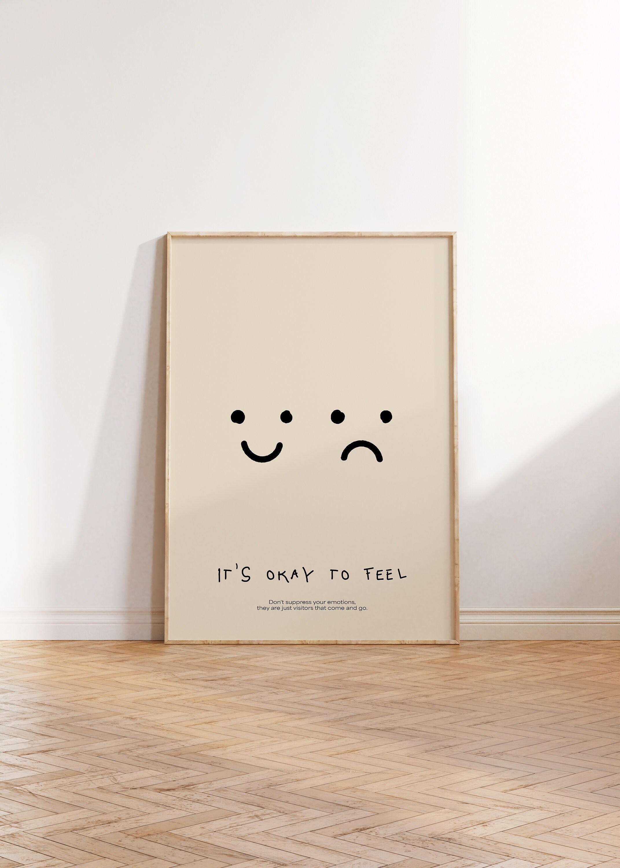 Printable Minimalist Happy Sad Face Wall Art L Poster Print Decor ...