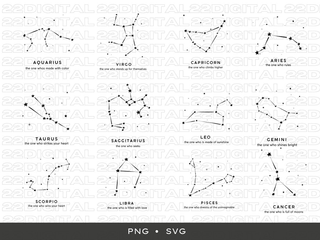Zodiac Svg Bundle Constellation Svg Zodiac Svg Astrology Svg Celestial ...