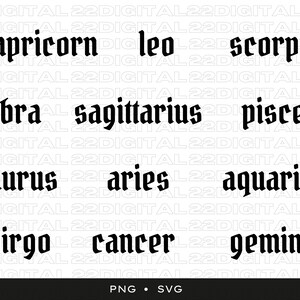 Leo Zodiac Name in Gothic Font | Leo Svg | Constellation Svg | Zodiac ...