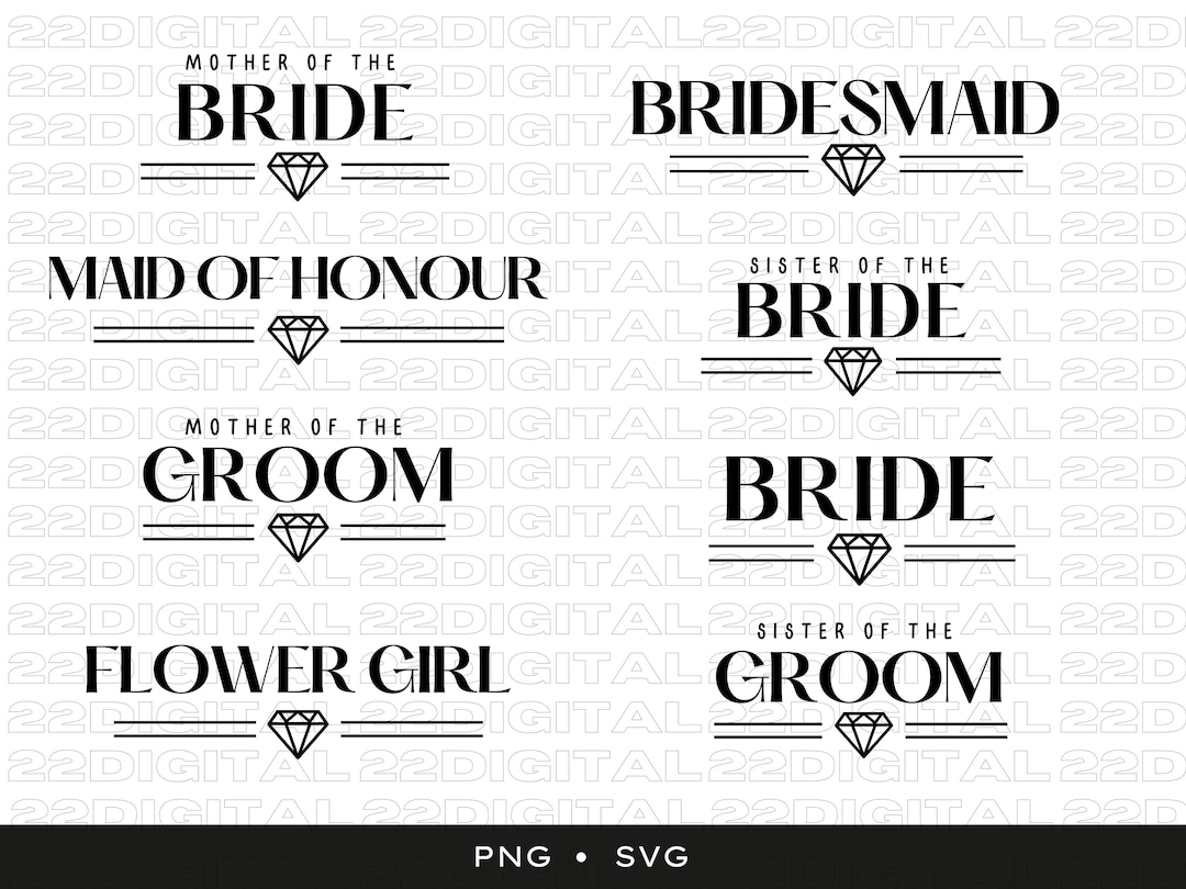 Bridal Party Svg Bundle for Wedding Projects | Wedding Party Svg Bundle ...