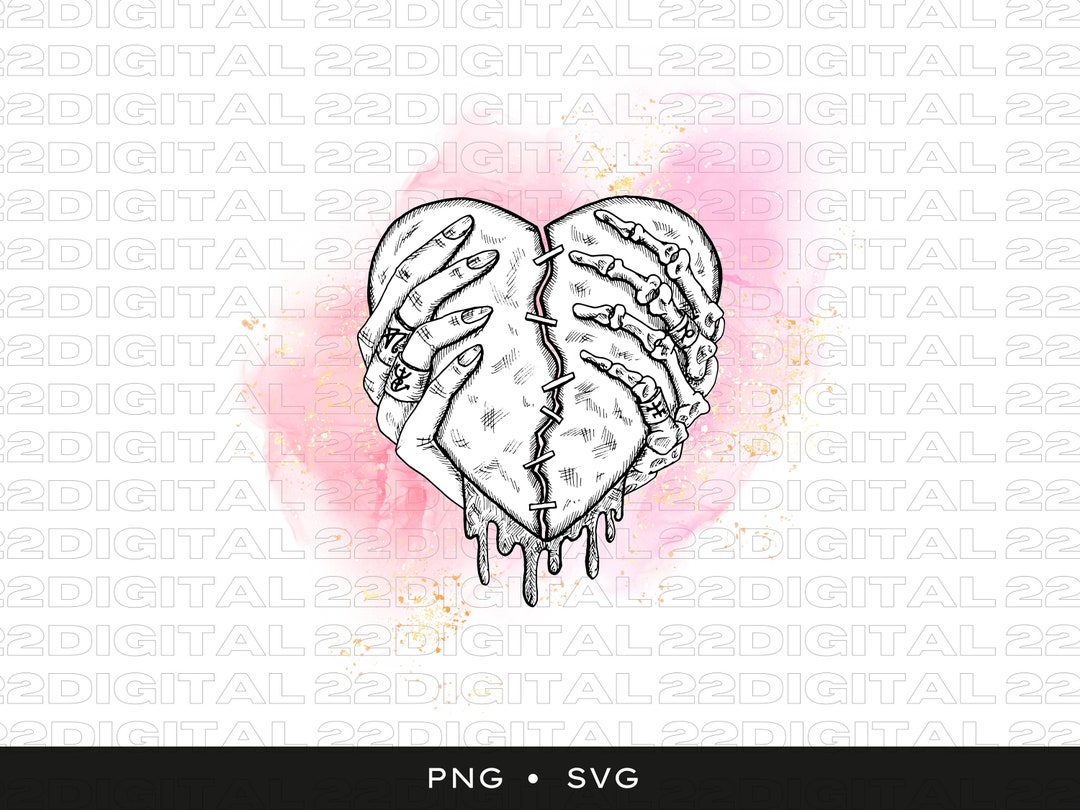Skeleton Hand Holding Broken Heart Svg & Png Files | Witchy Svg ...