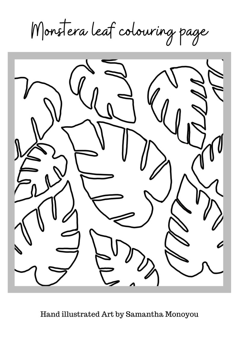 Monstera Leaf Colouring Page - Etsy