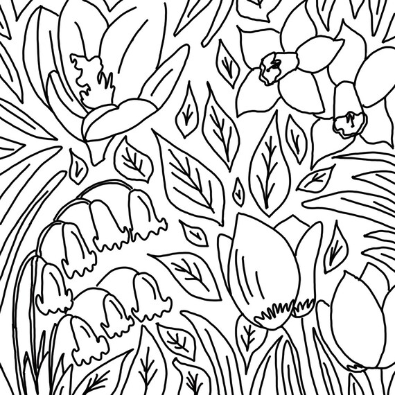Spring Flowers Colouring Page | Etsy
